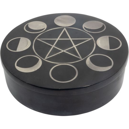 Round Soapstone Box- Moon Phases – Cosmic Connections